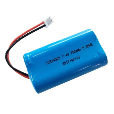 Cylindrical 14500 Lithium Ion Rechargeable Battery 3.7v 500mah Maintenance Free